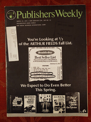 PUBLISHERS WEEKLY Book Trade Journal Magazine March 25 1974 Dee Wells ...