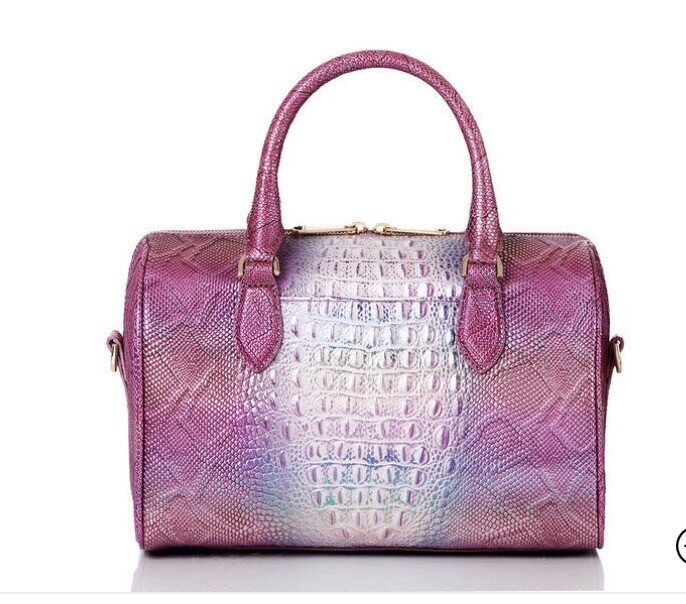 NWT $385 BRAHMIN Stacy Multi Sundial Satchel snake pink purple | eBay