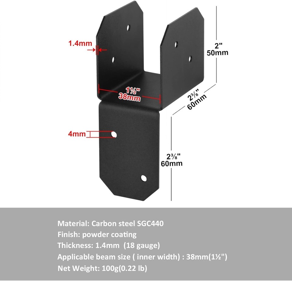 4 Pcs Black Post Cap Tie Brackets for 2x4 & 2x6 Lumber – Heavy-Duty | eBay