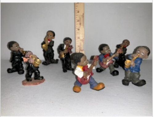 Vtg Polystone Band Set of 8 Black Jazz Blues Musicians Band Figurines 4 ...