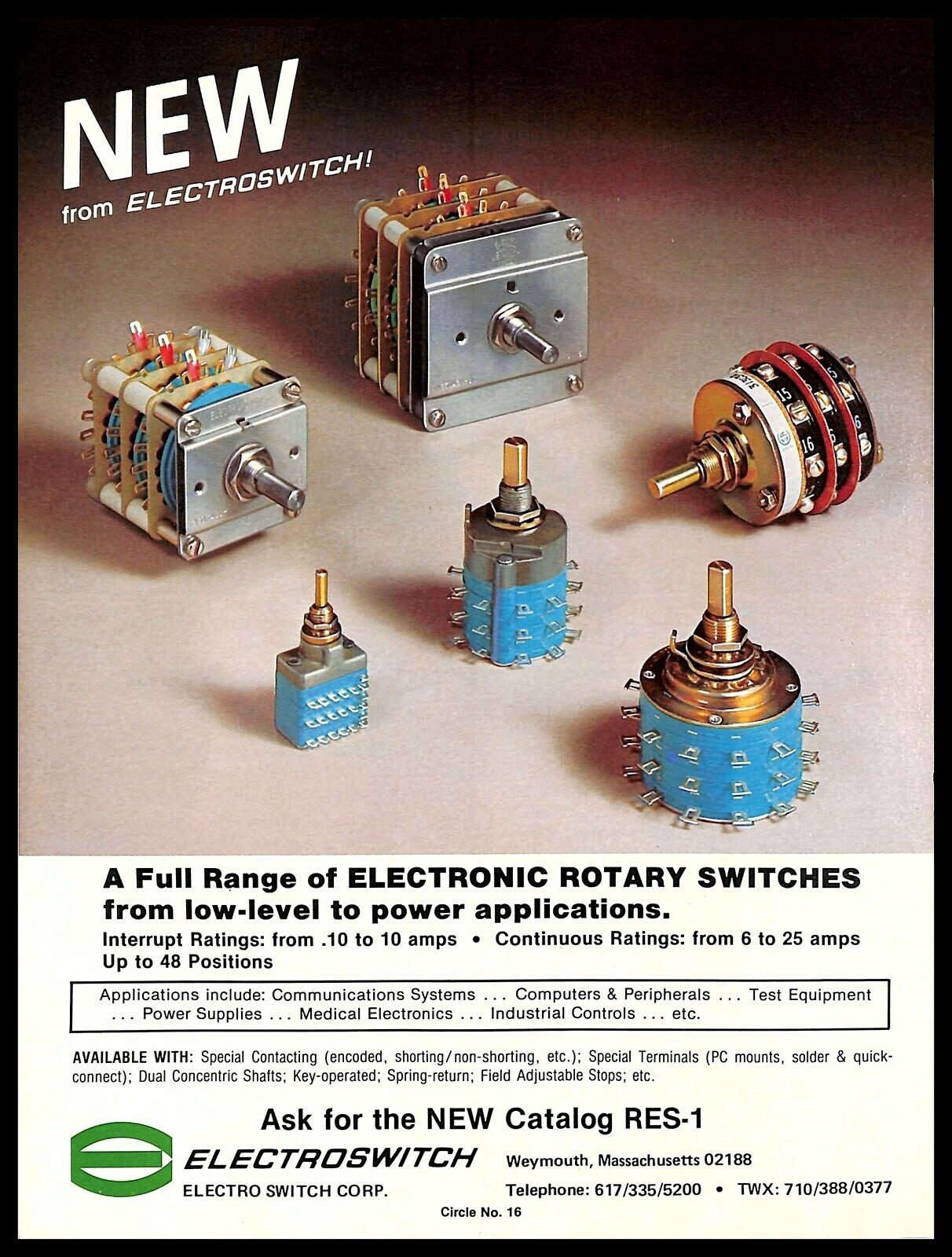 1985 Electroswitch Electronic Rotary Switches Vintage PRINT AD Computer ...