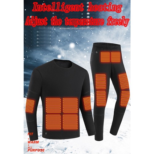 Men's Women's Winter Heated Underwear Suit USB Electric Heating Warm ...