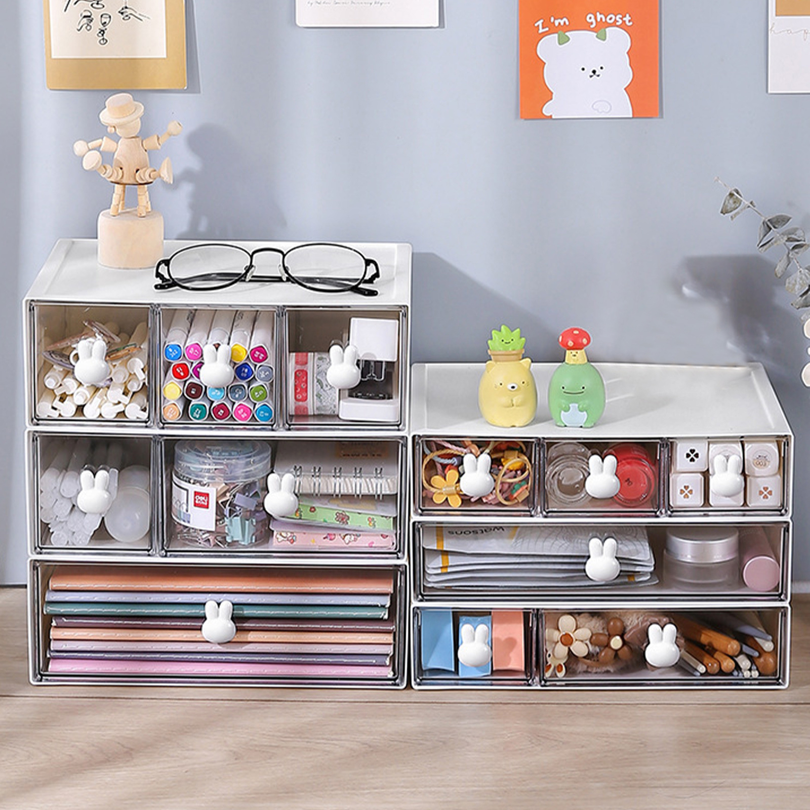 Stationary Organizer Rabbit Handle Desk Storage Box Stationery Box Desk ...