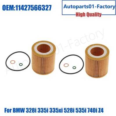2PCS Engine Oil Filter Kit For BMW 328i 335i 335xi 528i 535i 740i Z4 X3 ...