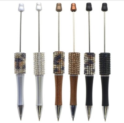 6 pc. Set Animal print Plastic Beadable Pens rhinestone wrapped Pen for ...