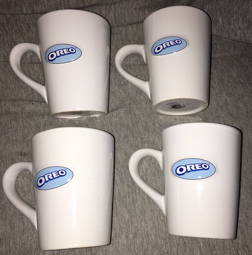 Lot of 4 OREO Cookie Logo White Ceramic COFFEE Mug Cup Great for ...