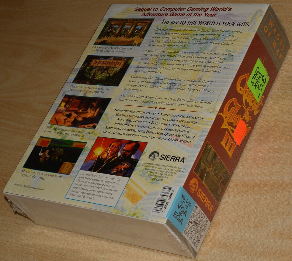 LARRY 6 + QUEST FOR GLORY Sierra ~ IBM PC DOS ~ BIG boxed ~ NEW/SEALED ...