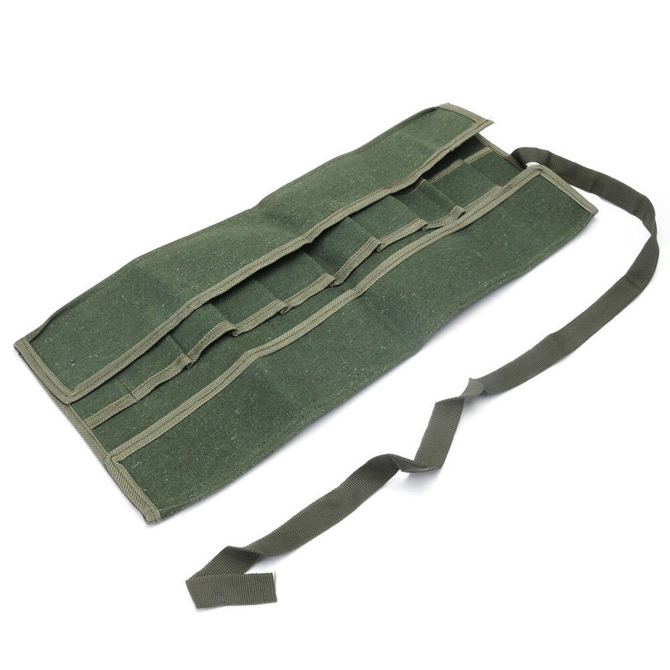 10Pocket Canvas Spanner Wrench Tool Roll Up storage bag Organizer ...