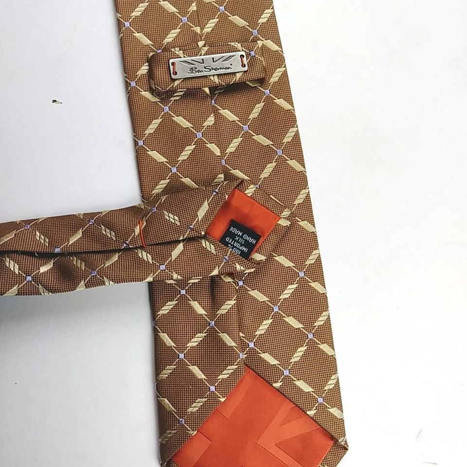 Ben Sherman Grid Pattern Silk Neck Tie Brown 3.5 x 60 | eBay UK