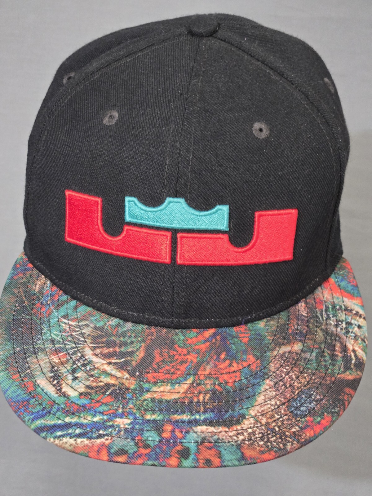 nike hat true lebron james king crown flat brim black… - Gem