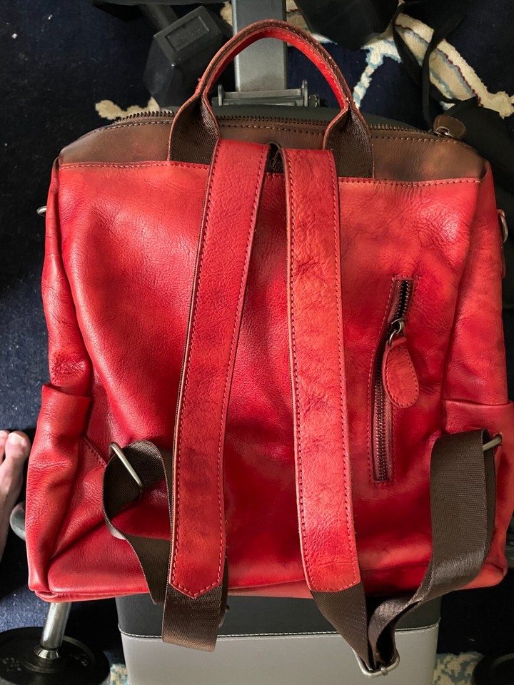 Yukon Bags leather mini backpack in red, never used with bag | eBay