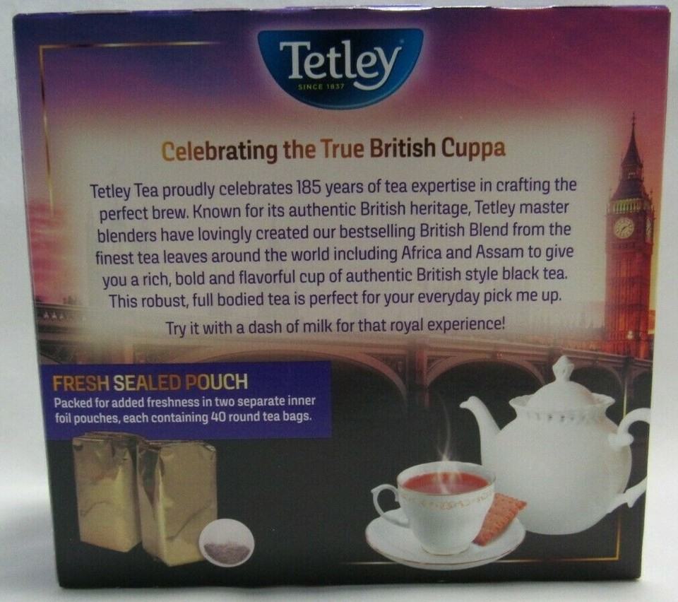 80 Tetley British Blend Premium Round Black Tea Bags "New Look" | eBay