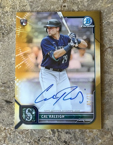 2022 Bowman Cal Raleigh Chrome Rookie True Gold Refractor Auto /50 ...