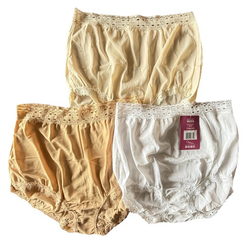 3 Olga Secret Hug 6/M Semi Sheer Granny Brief Panties #873 Back Seam ...