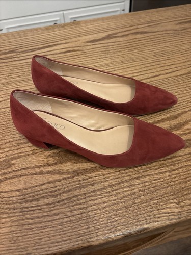 SARTO Franco Sarto Callan Crimson Red Suede Block Heel Pumps Size 6.5 ...