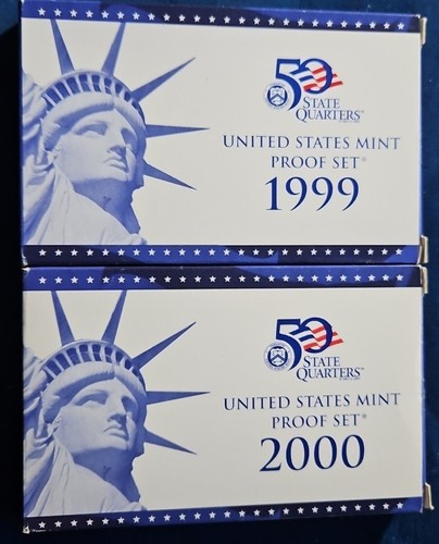 1999 - 2000 US Mint Proof Sets with 50 State Quarters in box with COA ...