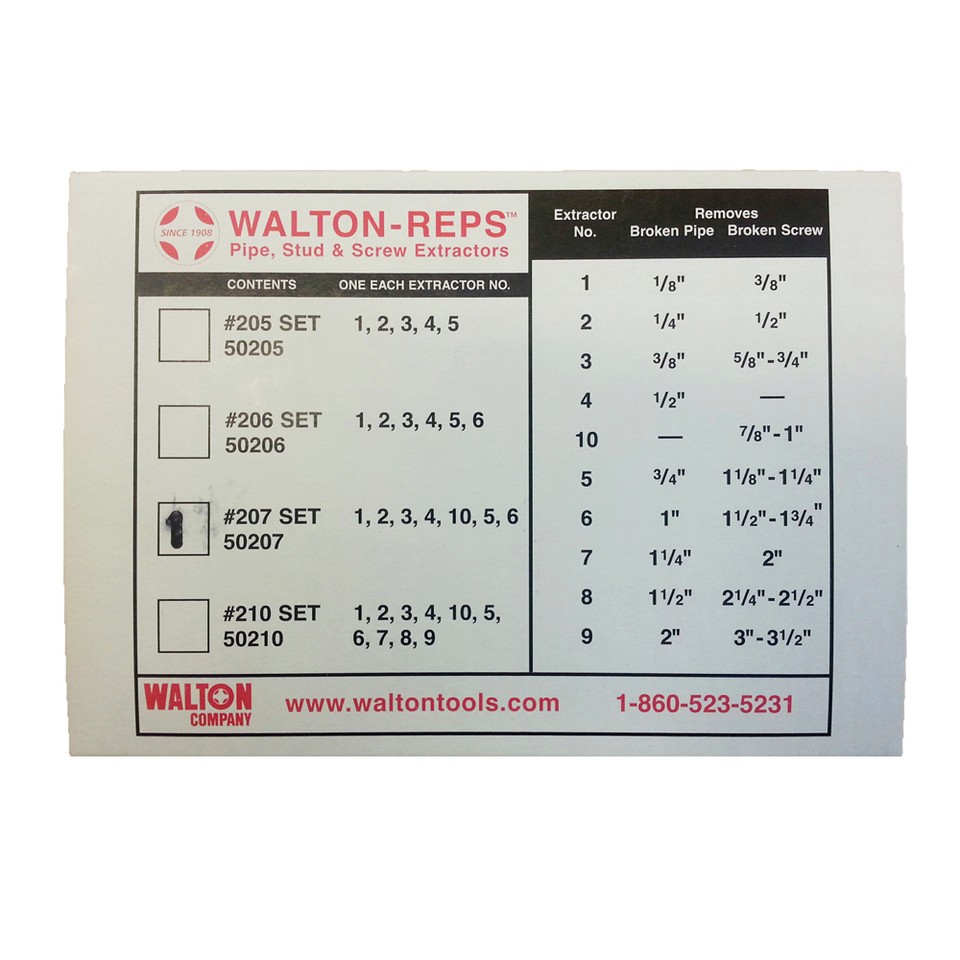 Walton 50207 7 Piece Pipe (NPT) Stud & Screw Extractor Set FREE ...
