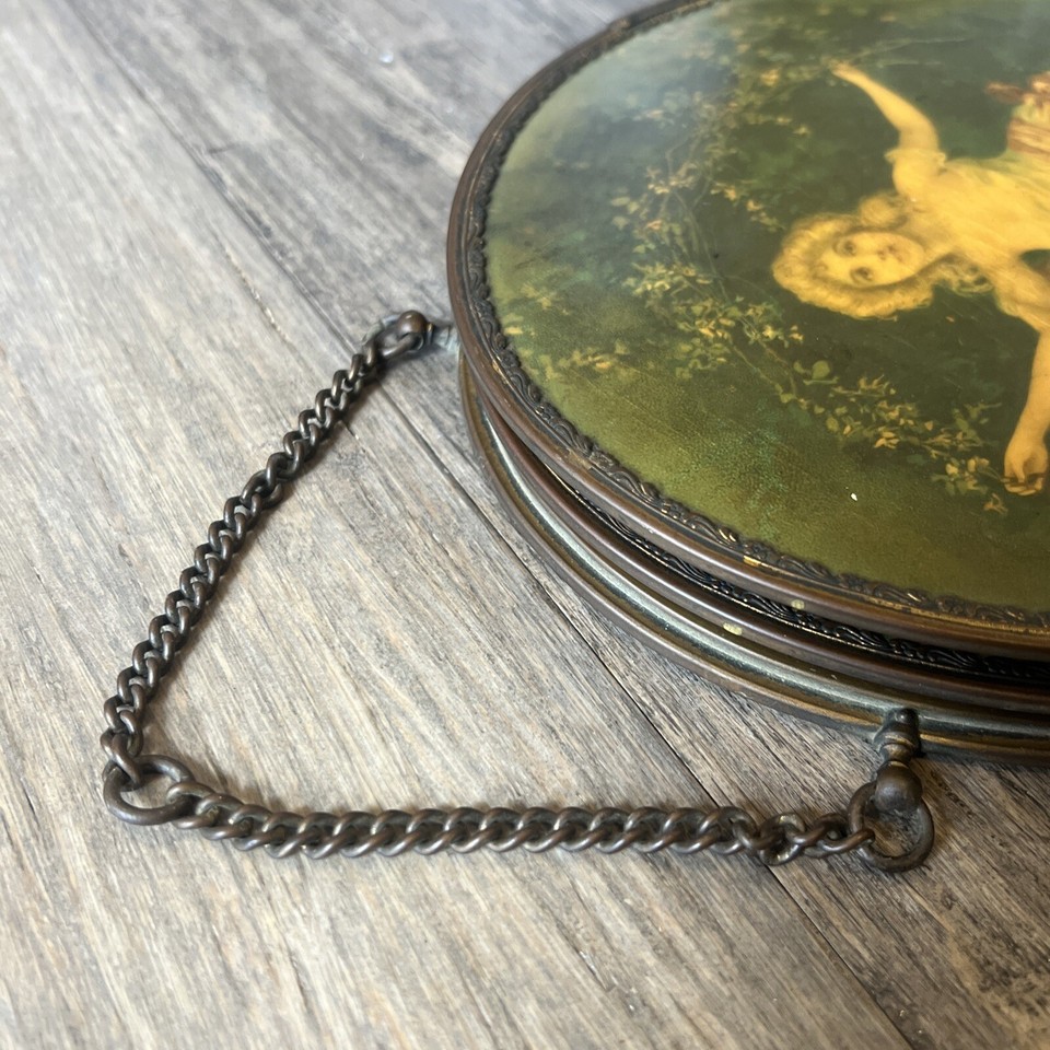 Antique Oval Three Panel Fold Victorian Brass Mirror W Ethereal Beauty ...