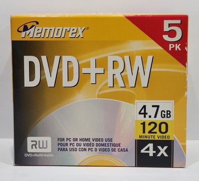 Memorex DVD+RW 4.7GB 120 Minute Video 4X Discs, Pack of 5 | eBay