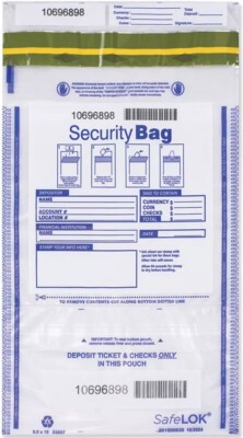 53857 Dual Pocket Deposit Bag 9 1/2 x 15 Clear 100 Bags | eBay