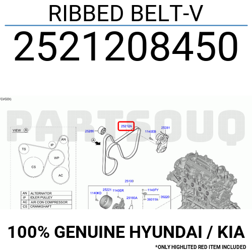 2521208450 Genuine Hyundai / KIA RIBBED BELT-V | eBay
