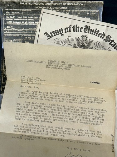 WWII US Air Force Squadron BN-13 Discharge / Paper Lot William Rue | eBay