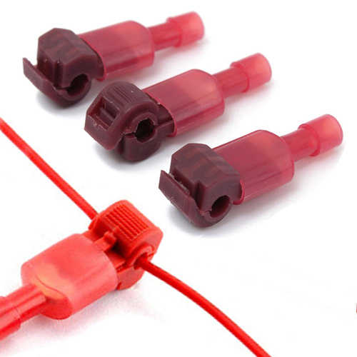 Self-Stripping Electrical Red T-Tap Wire Spade Connectors of (100 Pcs ...