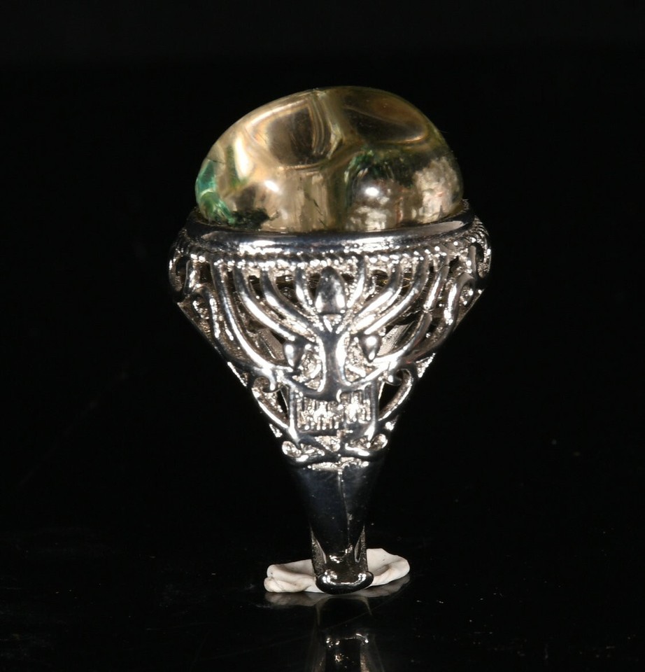 1.4'' Old Tibet Miao Silver Inlay Gem Dragon Loong Animal Zhihuan Ring ...