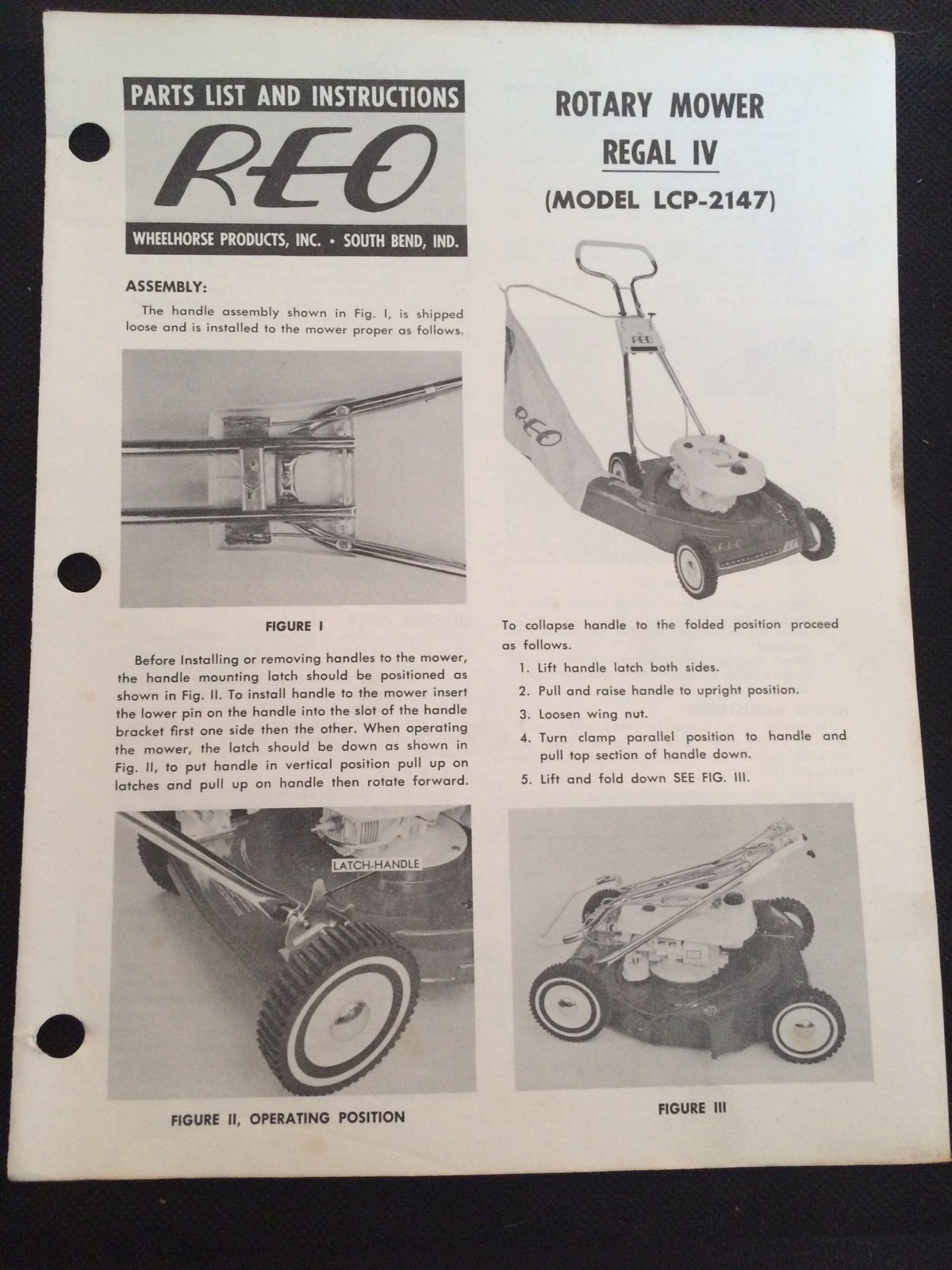 Wheel Horse REO Mower Model LCP-2147 Parts List Manual | eBay