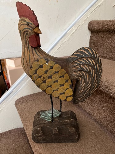 James Haddon Carved Painted Wood Folk Art Huge Rooster Chicken ...