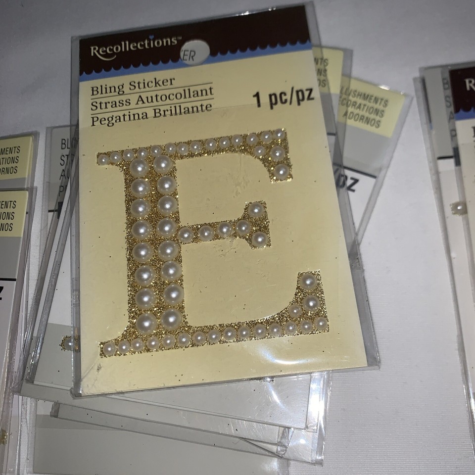 Recollections Bling Sticker Letter Gold (4) New Scrapbook Pearl (pick ...