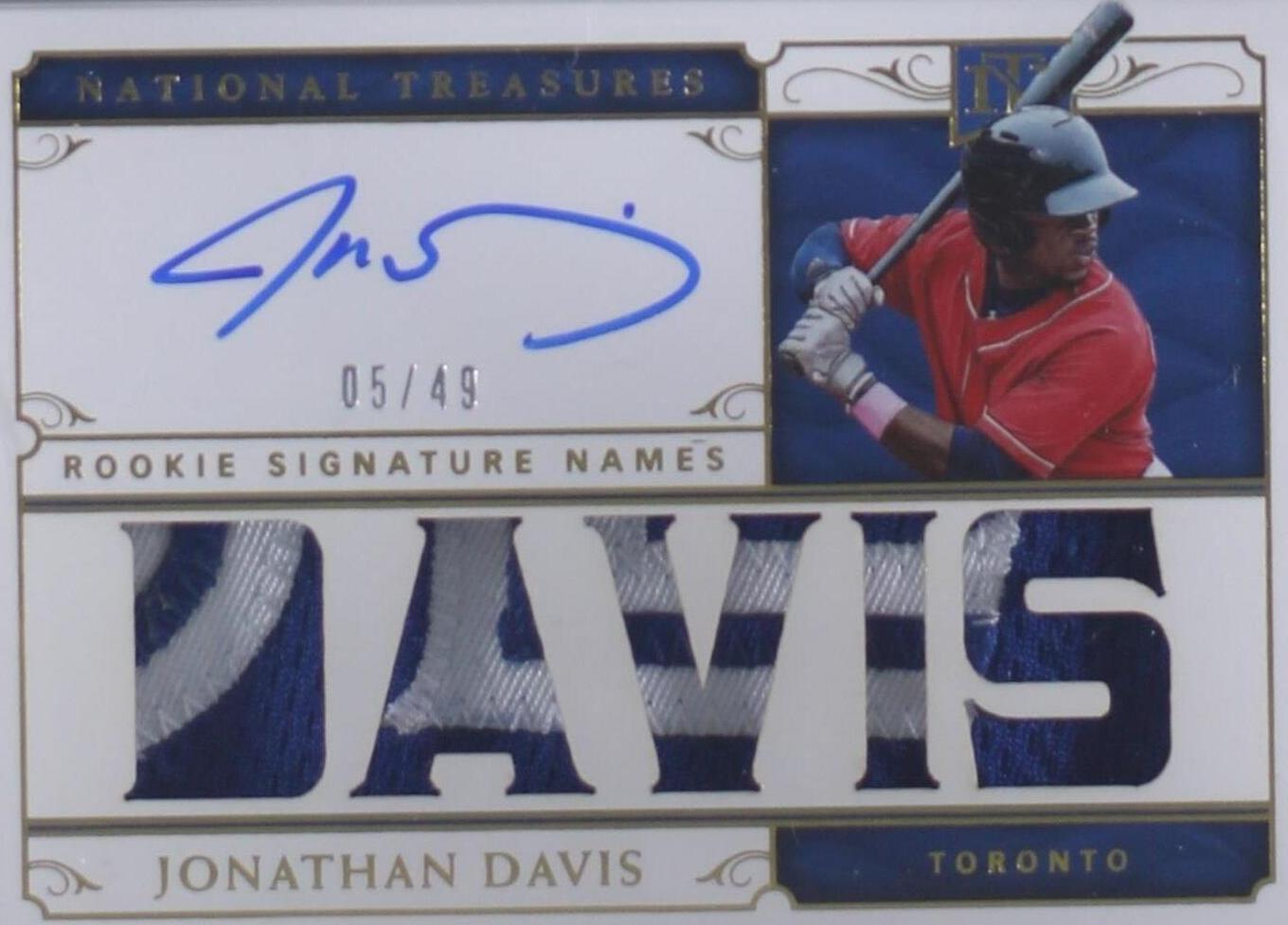 2019 Panini National Treasures - Rookie Signature Names Jonathan Davis #RSN-JD Gold /49 (AU, RC ...