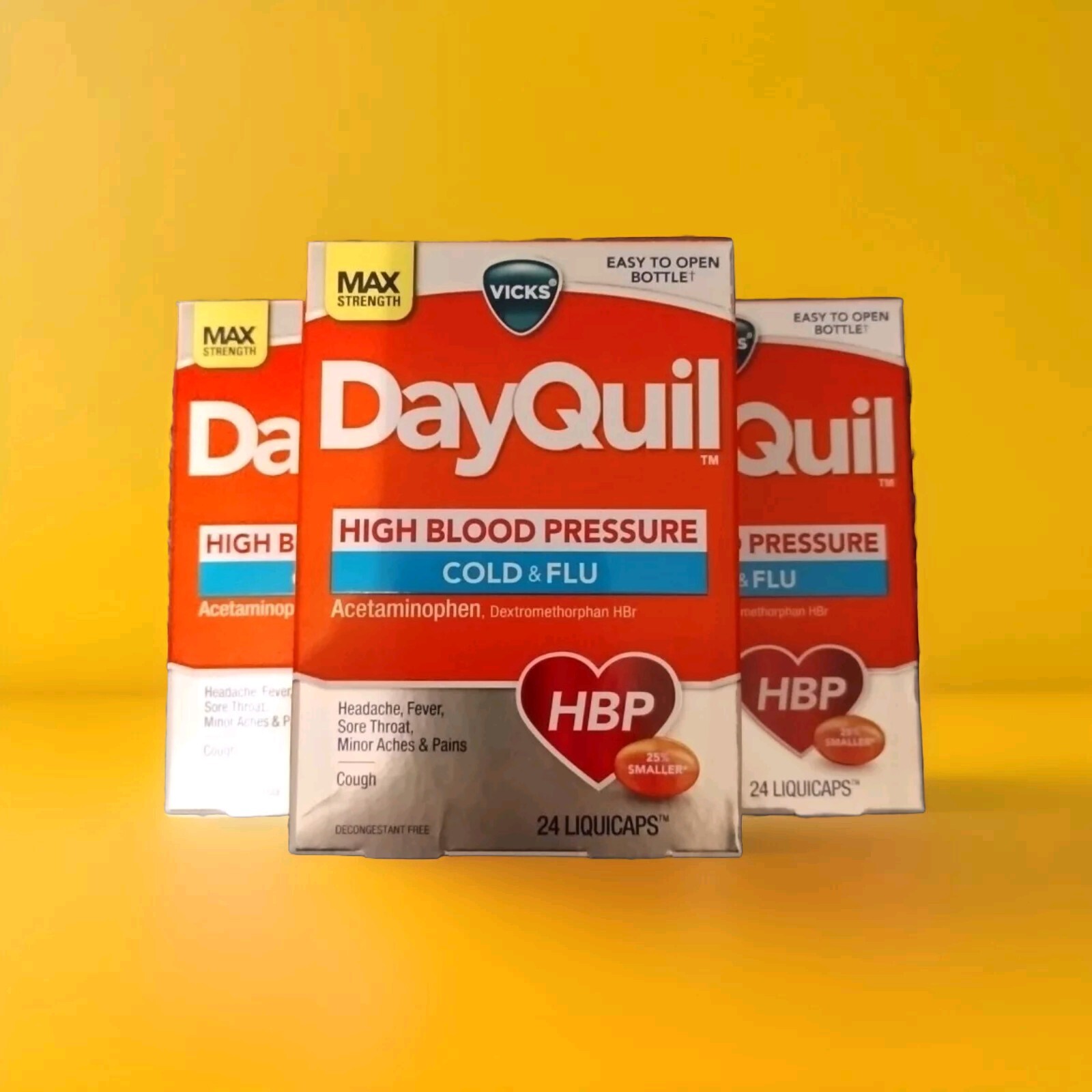 3x Vicks DayQuil Max Strength High Blood Pressure Cold And Flu 24ct ...