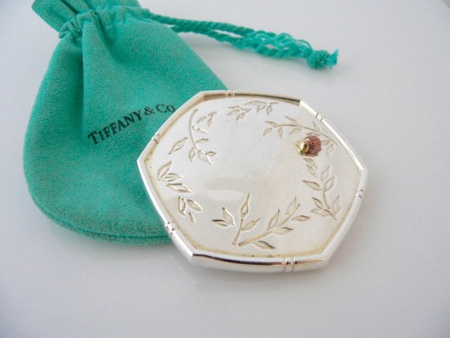 Tiffany & Co Silver Gold Bamboo Nature Ladybug Bug Mirror Compact Gift ...