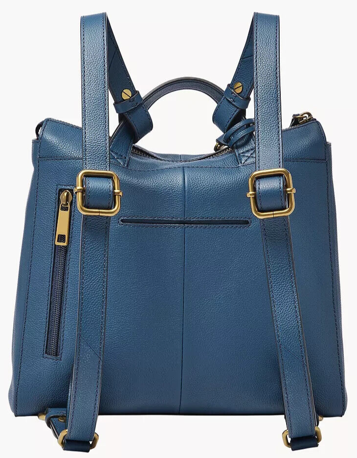 Fossil Elina Blue Denim Leather Convertible Backpack SHB2979944 Bag NWT ...