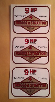 Briggs Stratton OEM, Vintage, 9hp engine decal, #270292. New, Old Stock ...