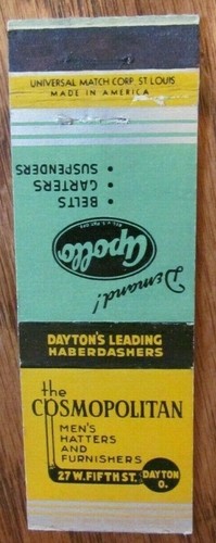 CLOTHING STORE MATCHBOOK COVER: COSMOPOLITAN MEN'S CLOTHES (DAYTON ...