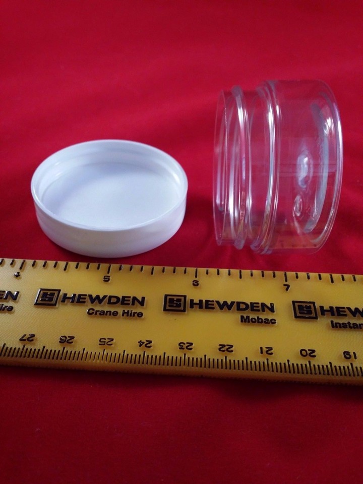 25ml Small clear plastic jar/container/pot/tub screw top wadded lid 10 ...