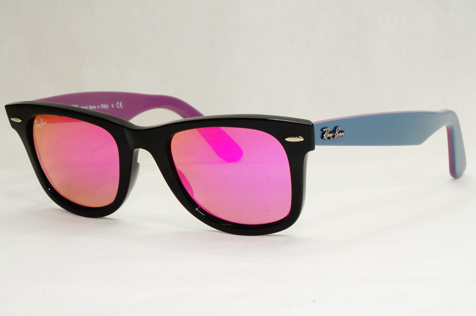 Ray-Ban Sunglasses Wayfarer Black Blue Mirror Violet Fuxia RB 2140 1174 ...