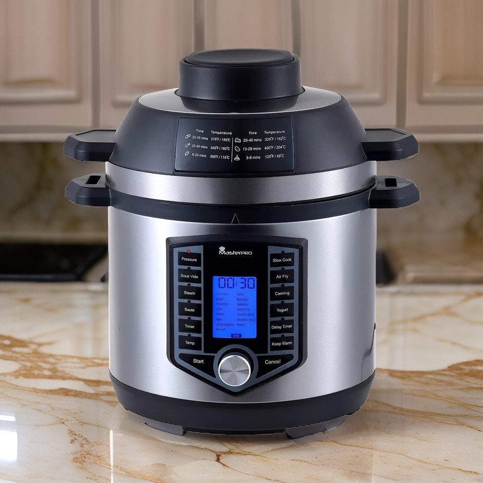 MasterPro Multi Cooker Pressure 6L 12-in-1 Electric 1500W Air Fryer ...