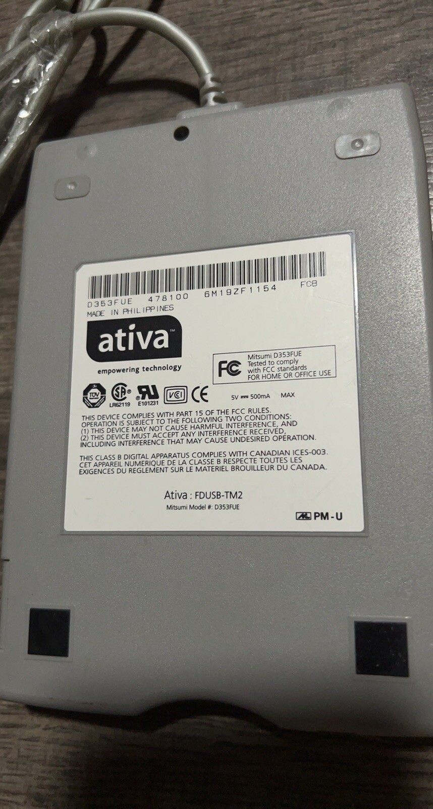Ativa - FDUSB-TM2 USB 3.5" USB Floppy Disk Drive | eBay