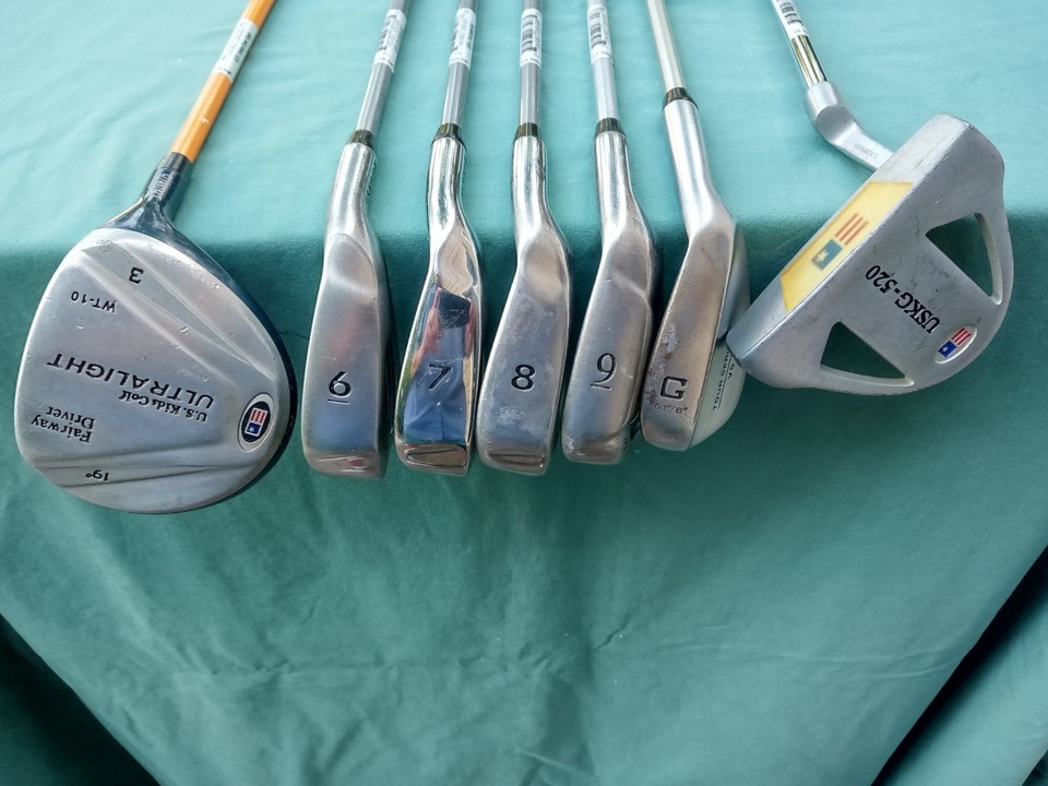 US Kids Golf RH 7 Club WT-10 Gold (60"-66" hgt) UL 63" Junior Golf Set ...