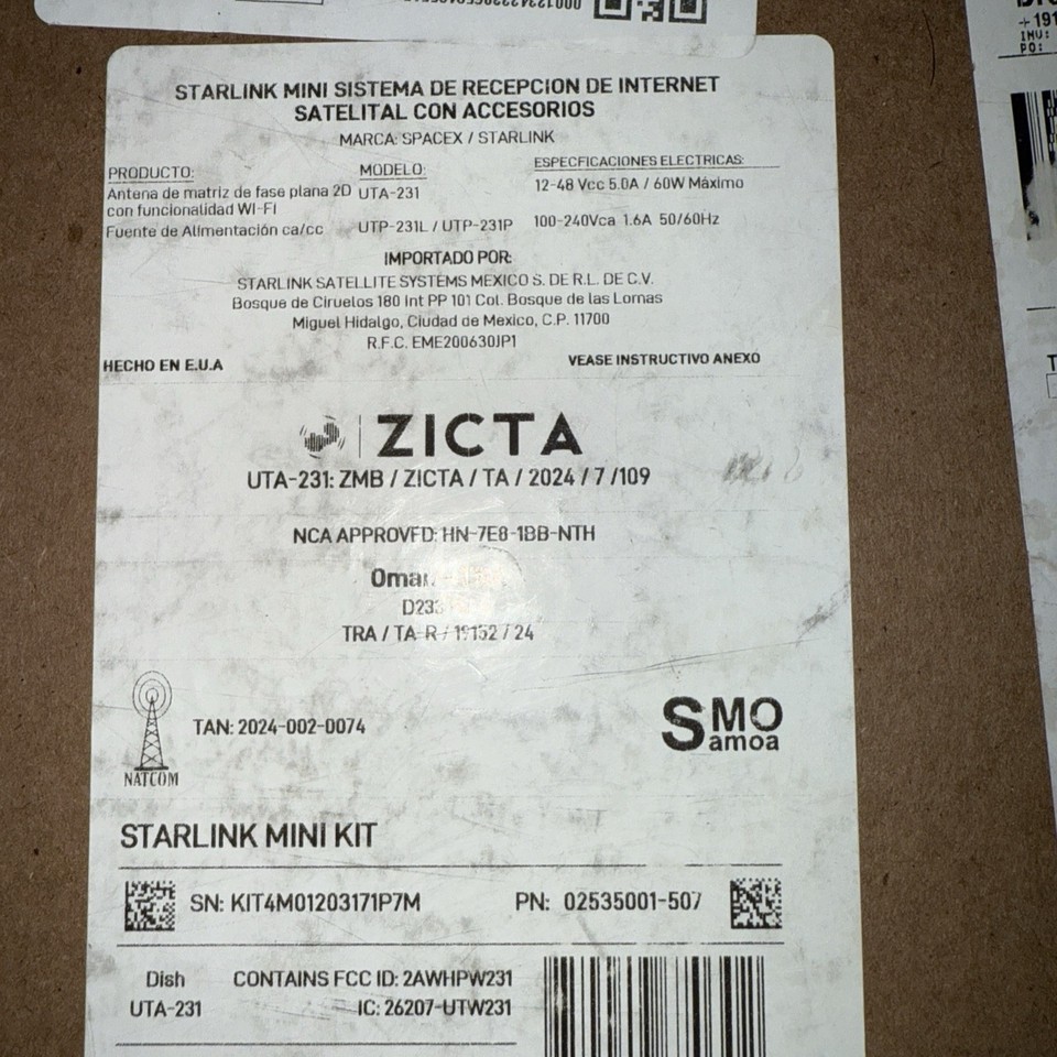 STARLINK Standard Kit High-Speed Satellite Internet Router UTA-232 UTR ...