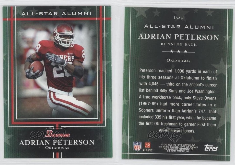2009 Bowman Draft Picks All-Star Alumni Adrian Peterson #AA4 1j01 | eBay UK
