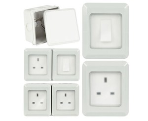 Outdoor Weatherproof IP55 Power Switch & Socket 1 2 Gang Cover Garden ...