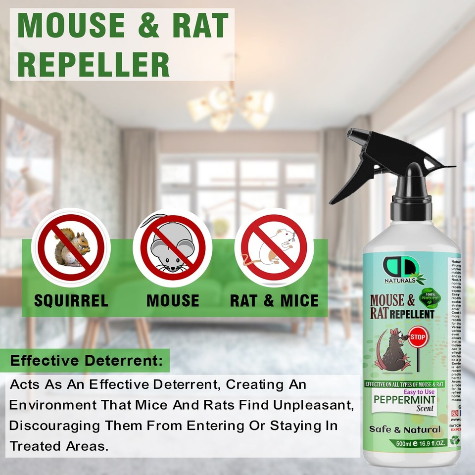 Mouse Repellent 500ml Peppermint Scent Natural Ingredients Mice & Rat ...