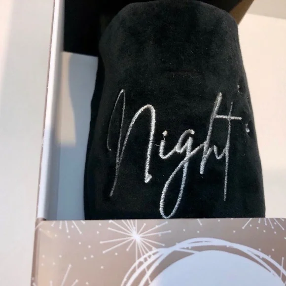 Jenni Women's Brand New Black Embroidered "Good Night" Slippers Size S ...
