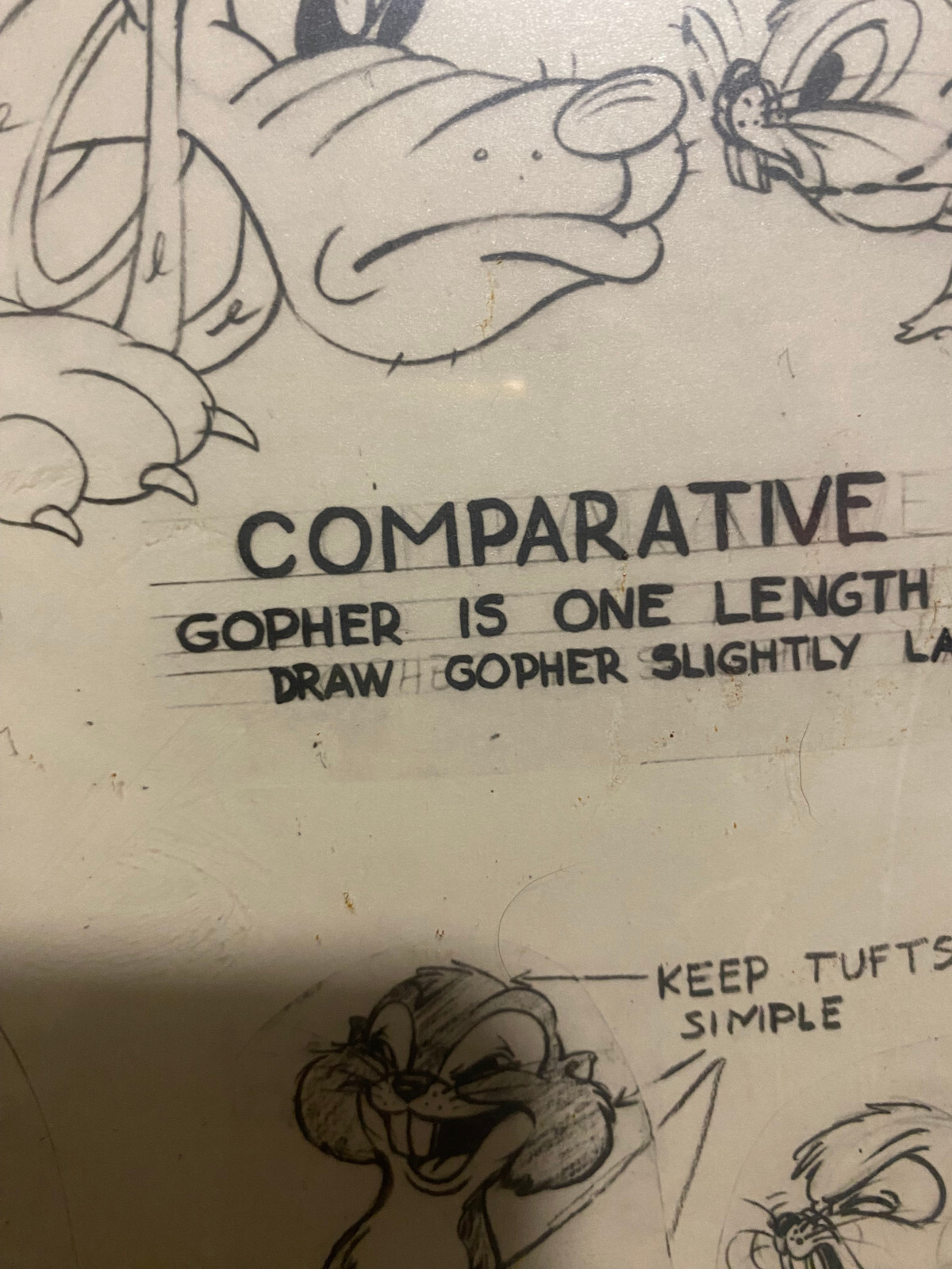 Disney Pluto Bone Bandit 1948 Cartoon Animation Model Sheet Framed and ...