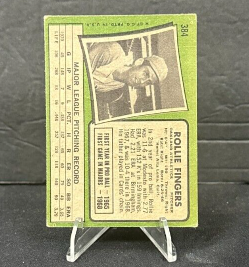 1971 Topps Rollie Fingers Baseball Card #384 Bv$50 VG Range NP 22524 | eBay