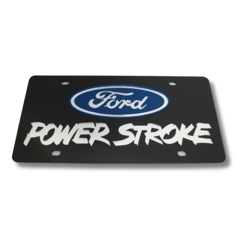 Ford PowerStroke Inlaid Design Matte Black License Plate Official ...
